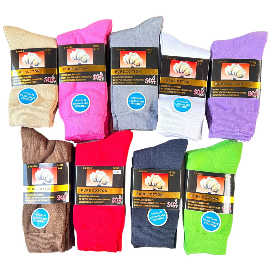 3 Pack Pure Cotton Seamless Socks